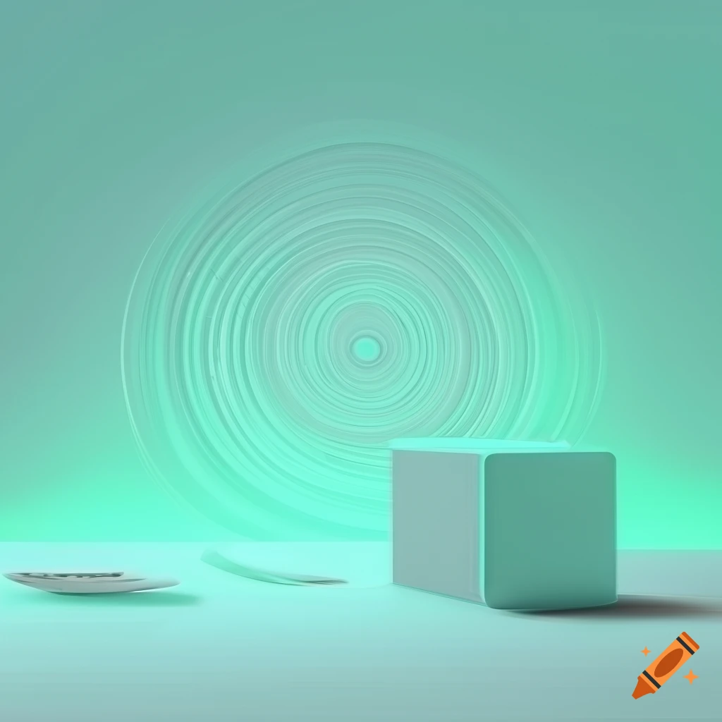 Minimalist 3d technology background in mint gray and white on Craiyon