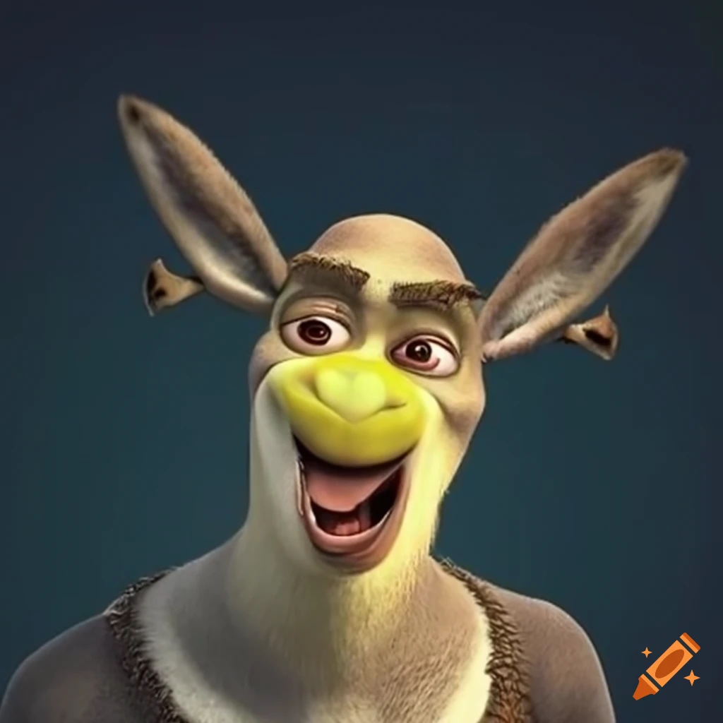 Cartoon illustration of a hybrid creature resembling Shrek and Donkey ...