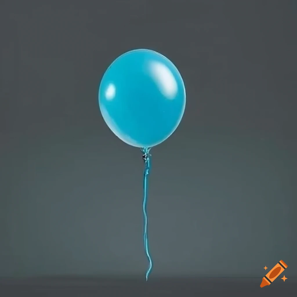 Blue balloon floating in a calm dark sky on Craiyon