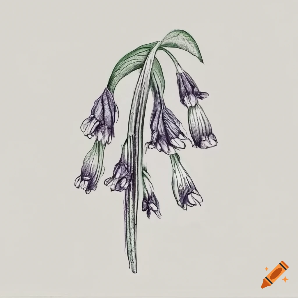 Minimalistic drawing of a comfrey flower on Craiyon