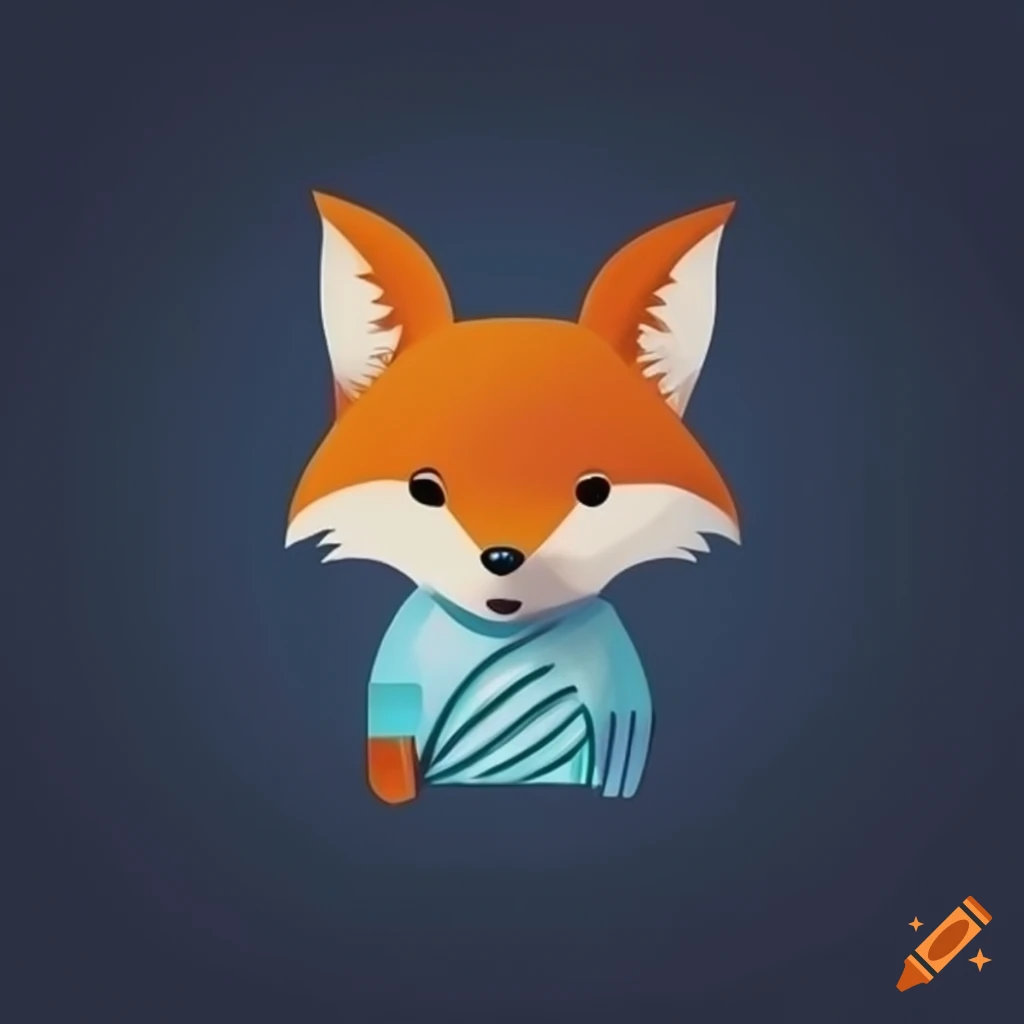 Abstract dna representation with a cute fox logo on Craiyon