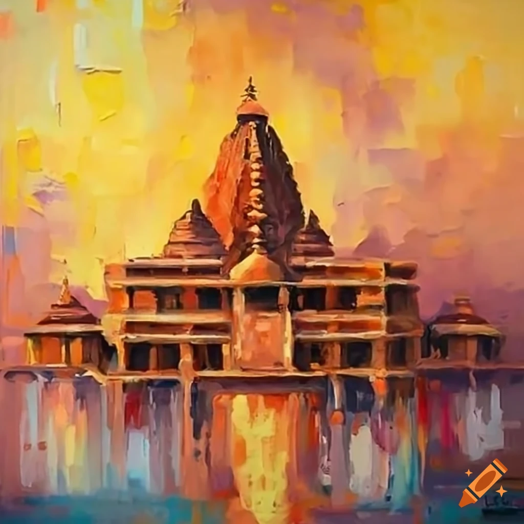 Abstract depiction of ayodhya ram temple on Craiyon
