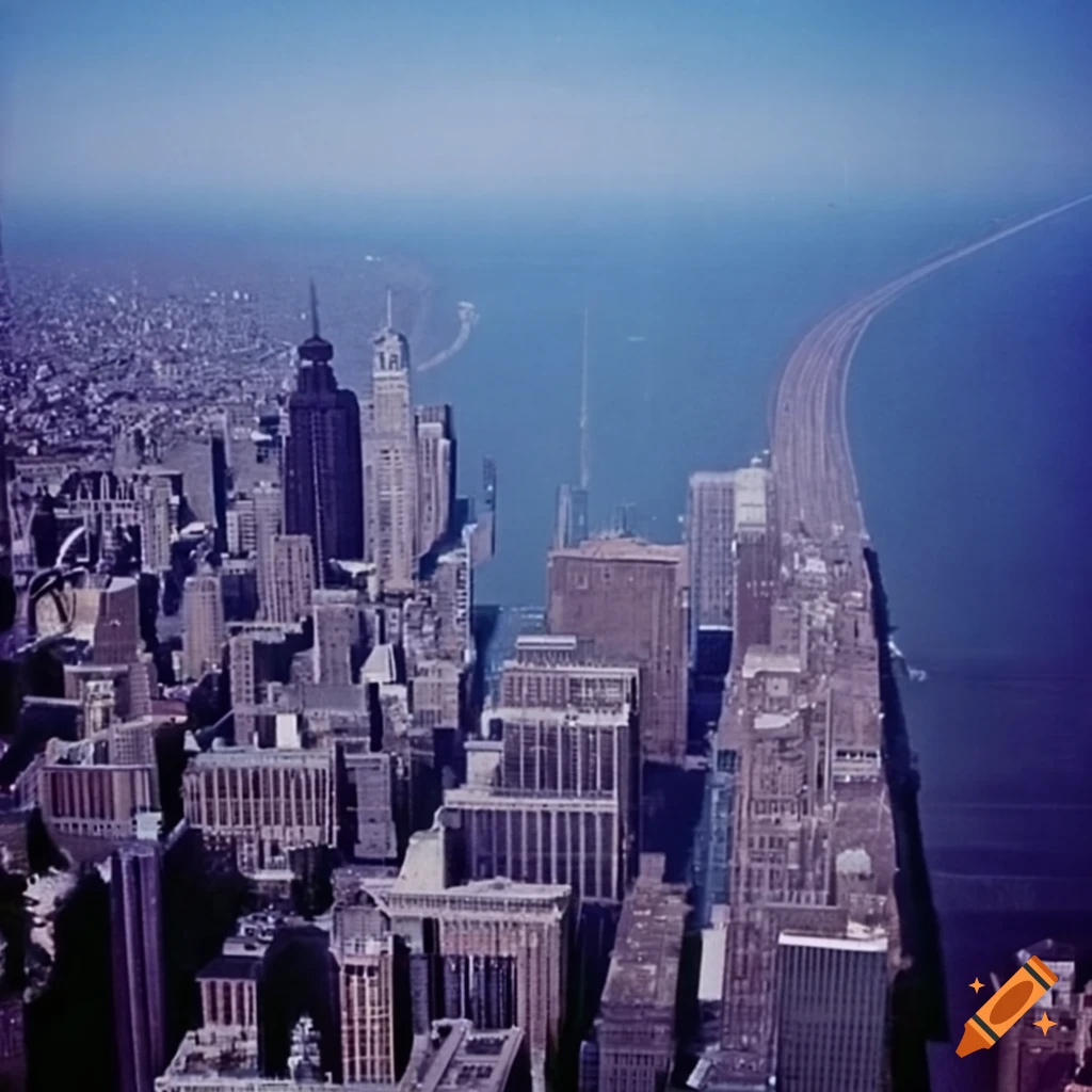 Aerial view of chicago in december 1979 on Craiyon