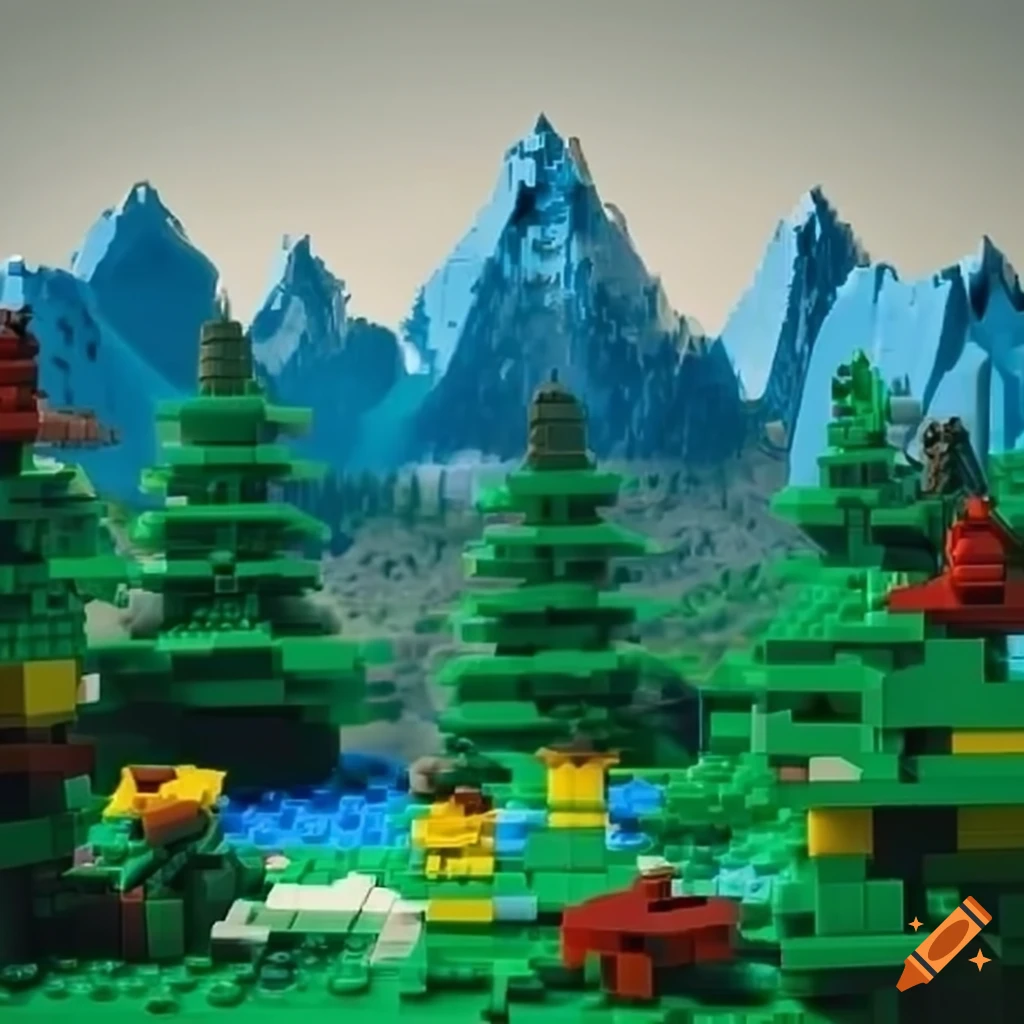 Lego mountains on Craiyon