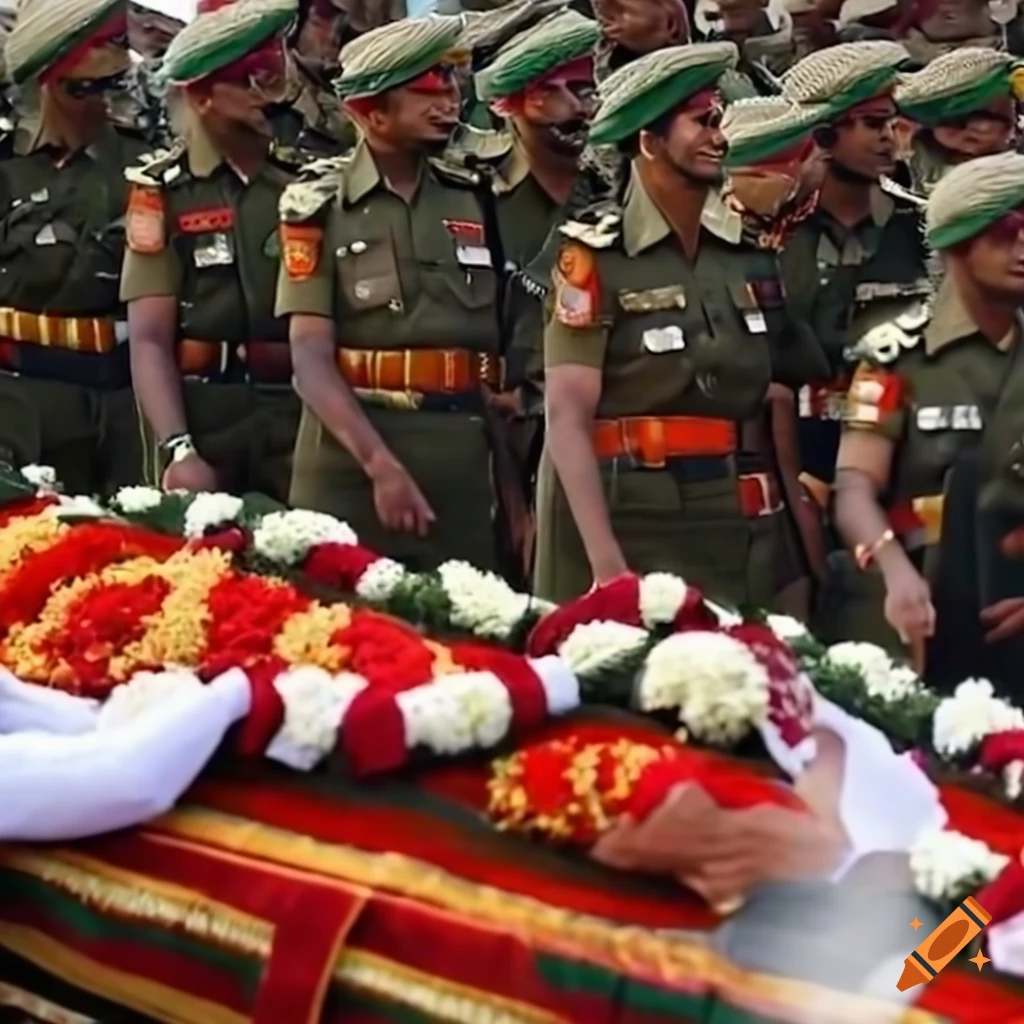 Tribute to fallen indian soldiers at funeral on Craiyon