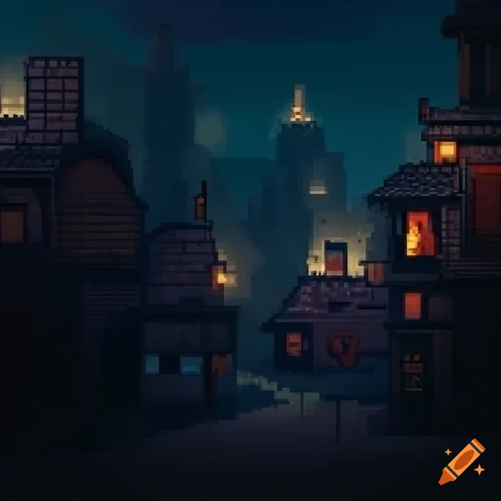 Pixel art rpg town background on Craiyon