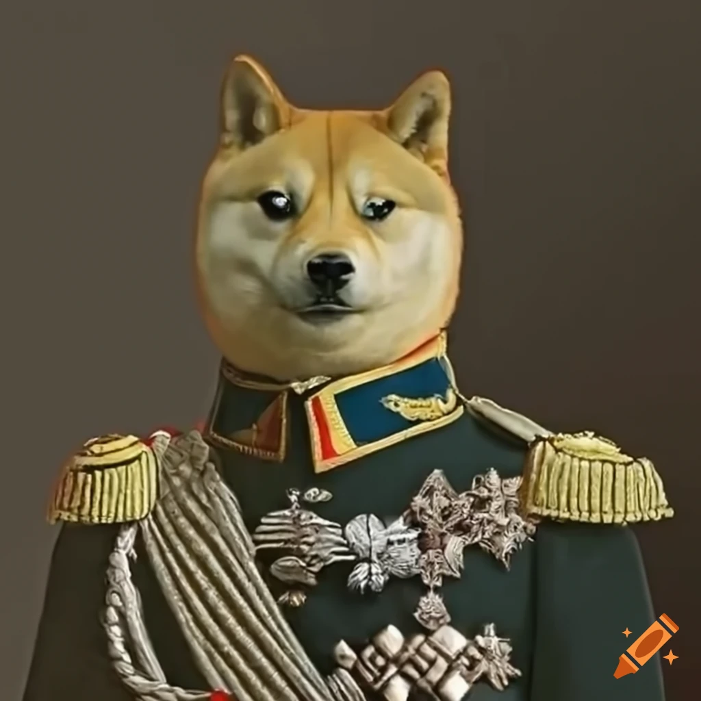 Doge meme in german empire general uniform on Craiyon