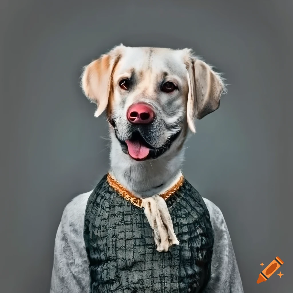 White male labrador retriever in vintage clothing portrait on Craiyon