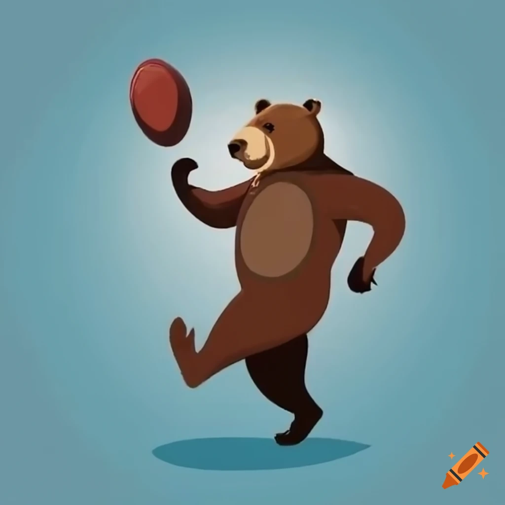 Bear playing rugby in the mountains on Craiyon