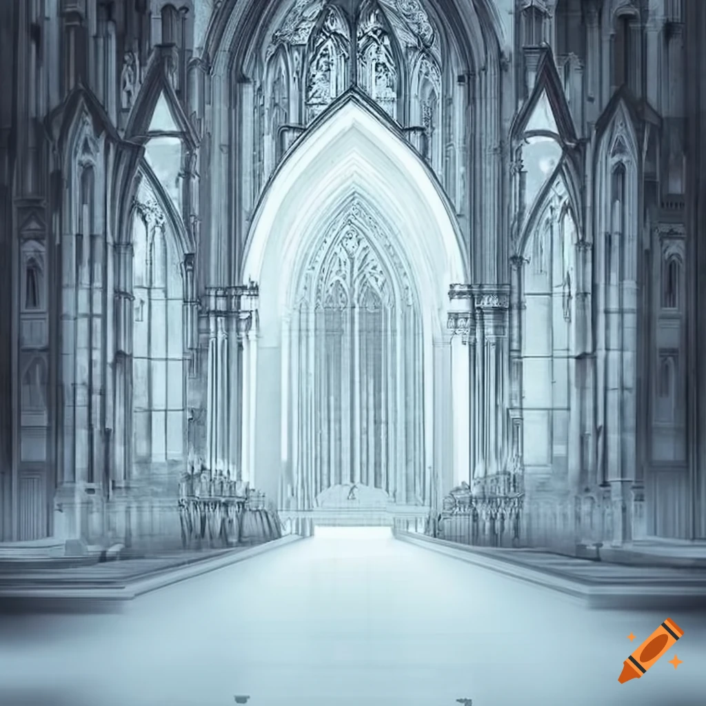 White gothic cubic city in an elegant and minimalist style on Craiyon