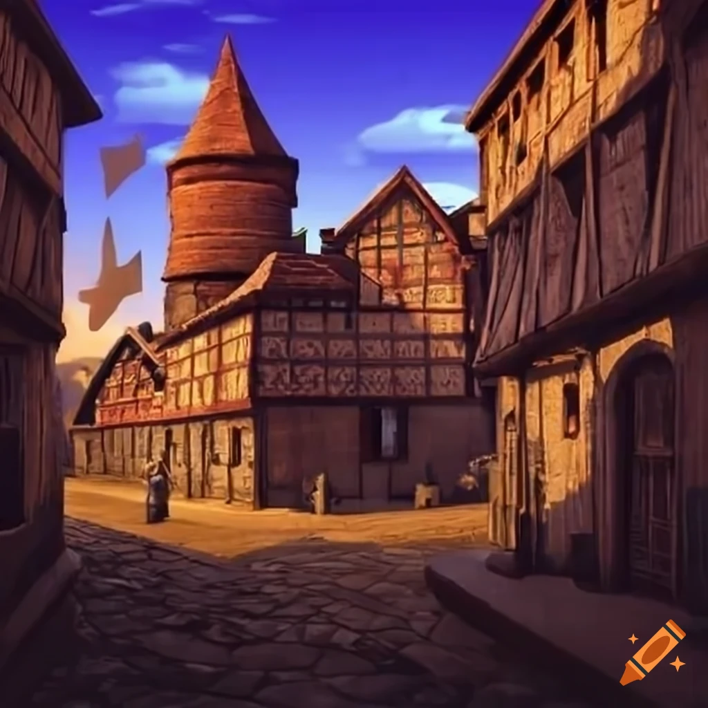 Modest medieval port town on Craiyon