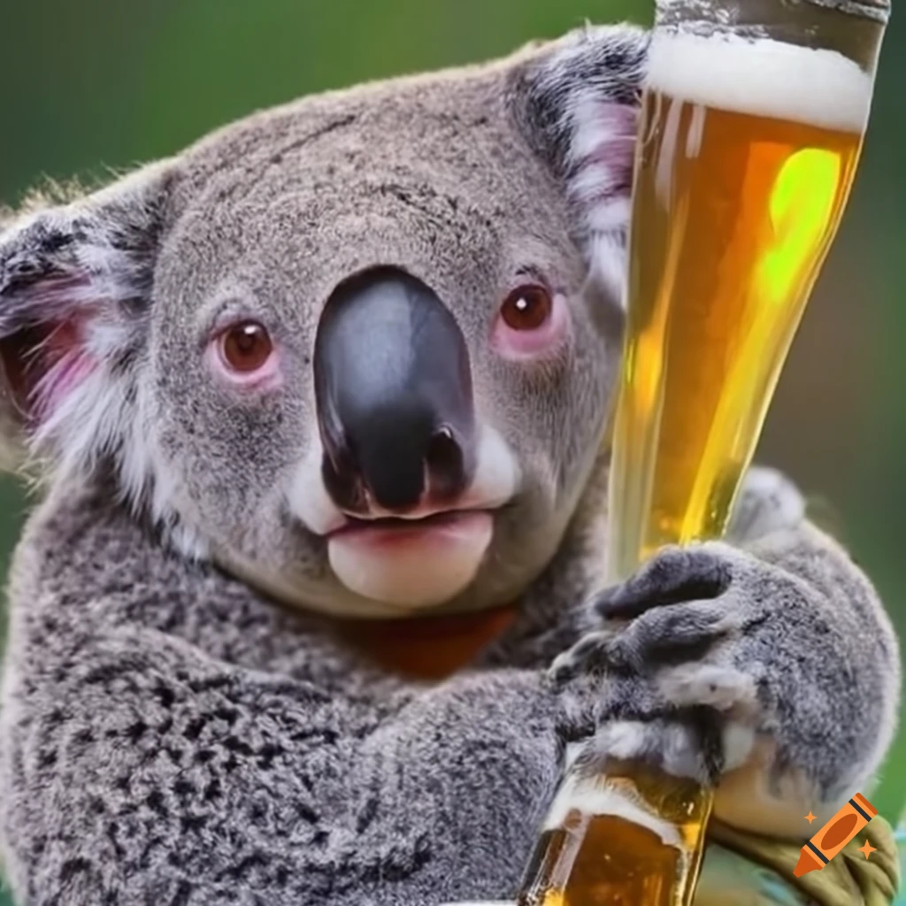 Koala hugging beer on Craiyon