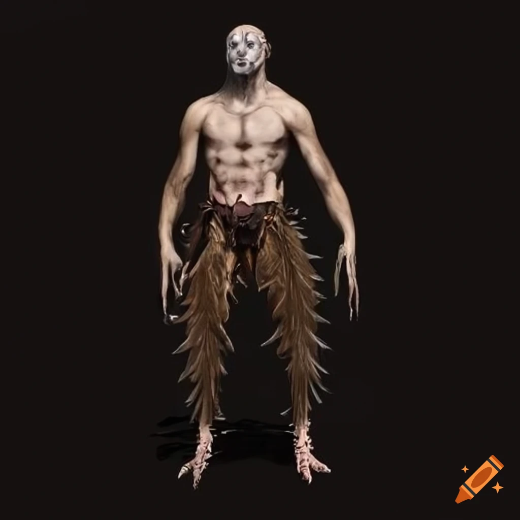 Half man half vulture with a spiked torso on Craiyon