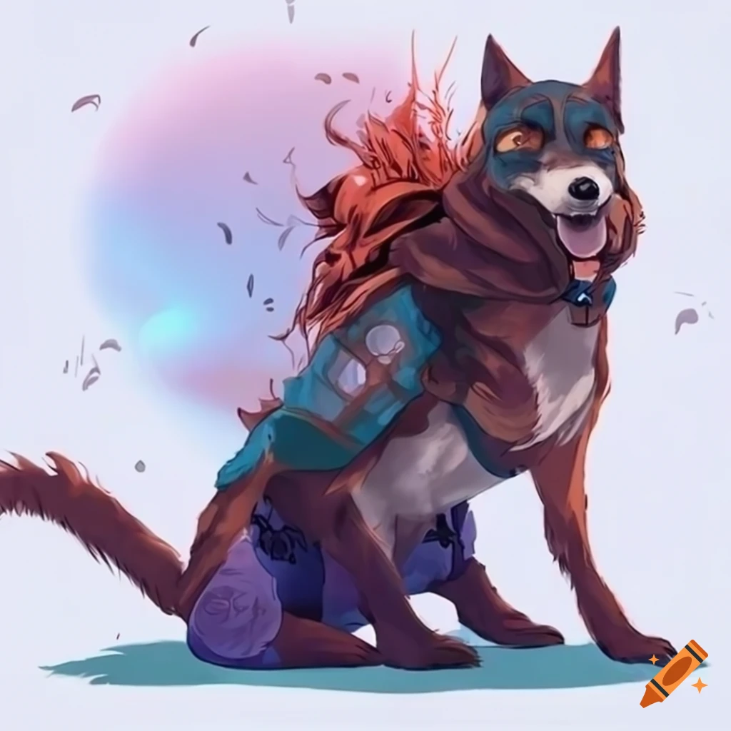 Cute and furry dogs in protective gear battling mystical creatures on ...