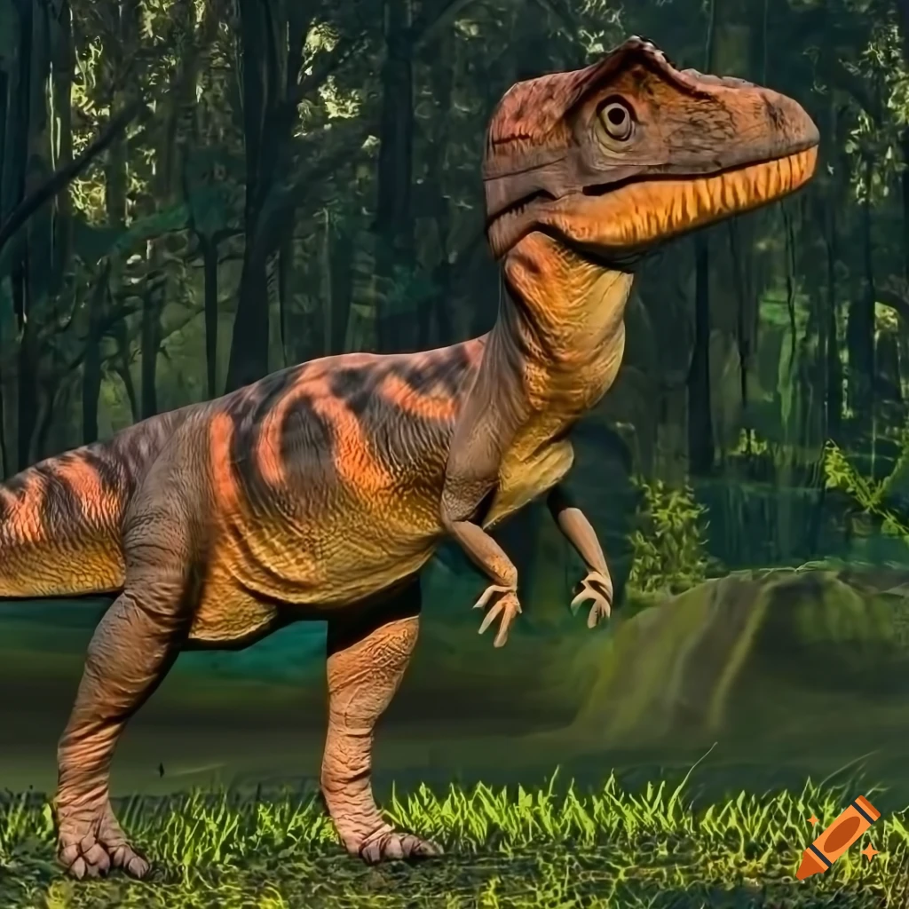 Colorful pachycephalosaurus in natural forest environment on Craiyon
