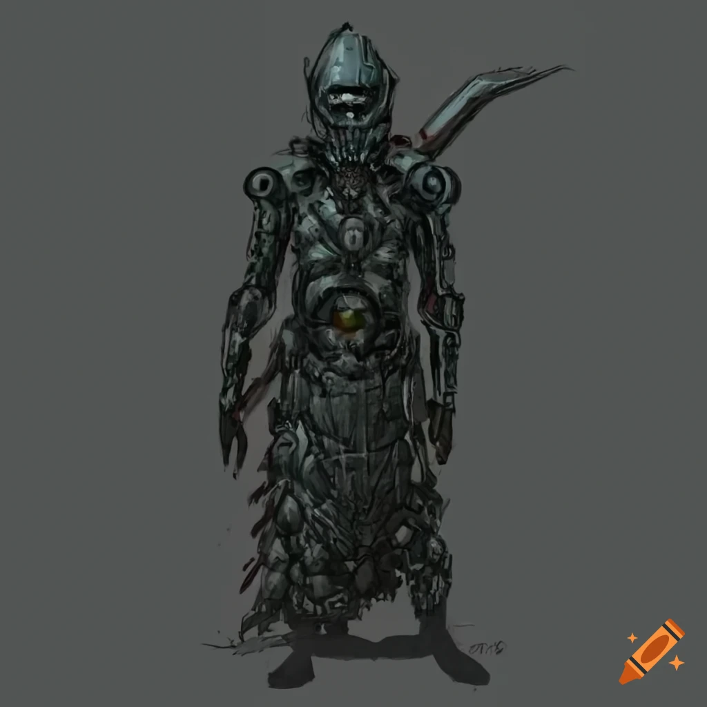 Biomechanical humanoid armored soldier with mask in hl2 concept art on ...