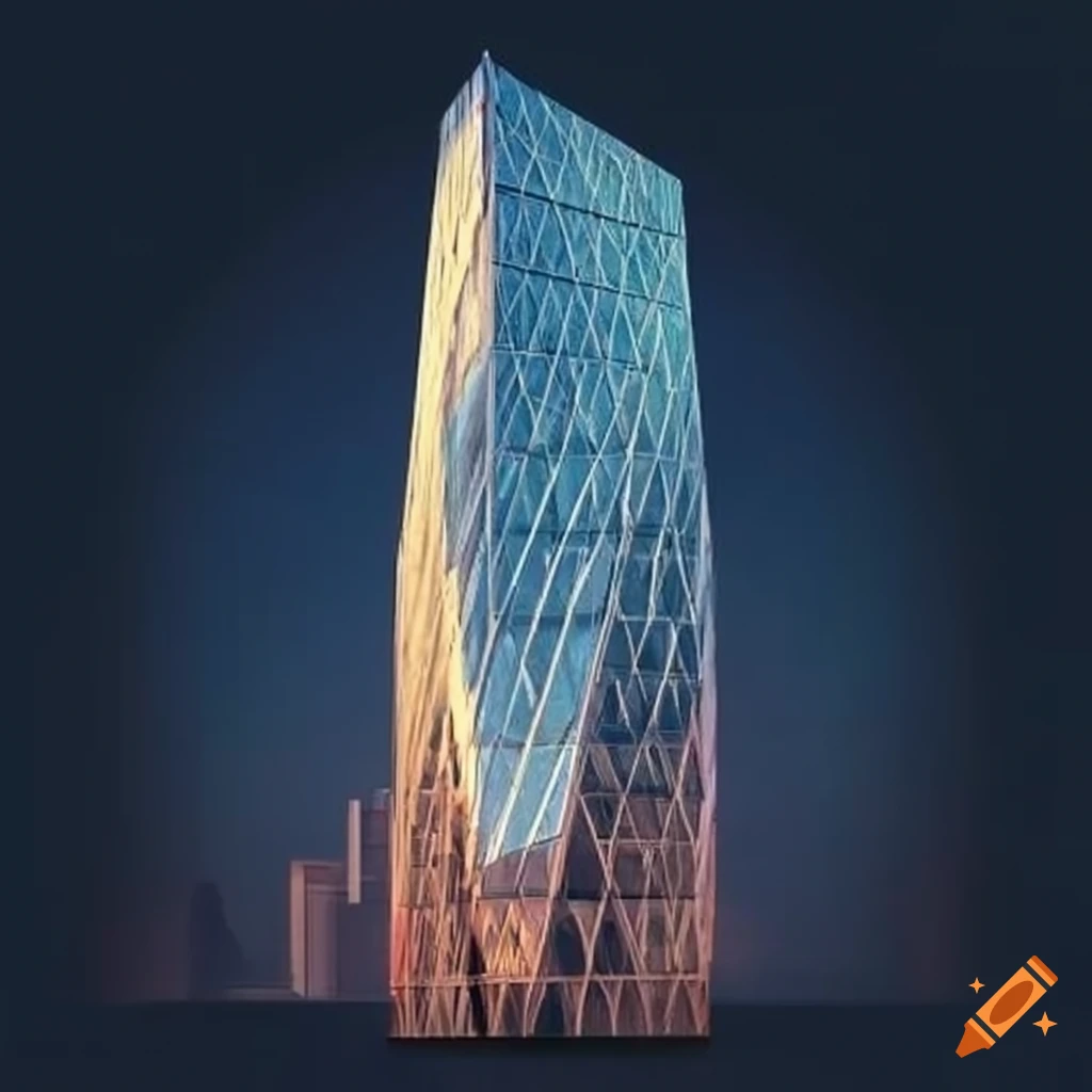 Modern square and triangle skyscraper buildings on Craiyon