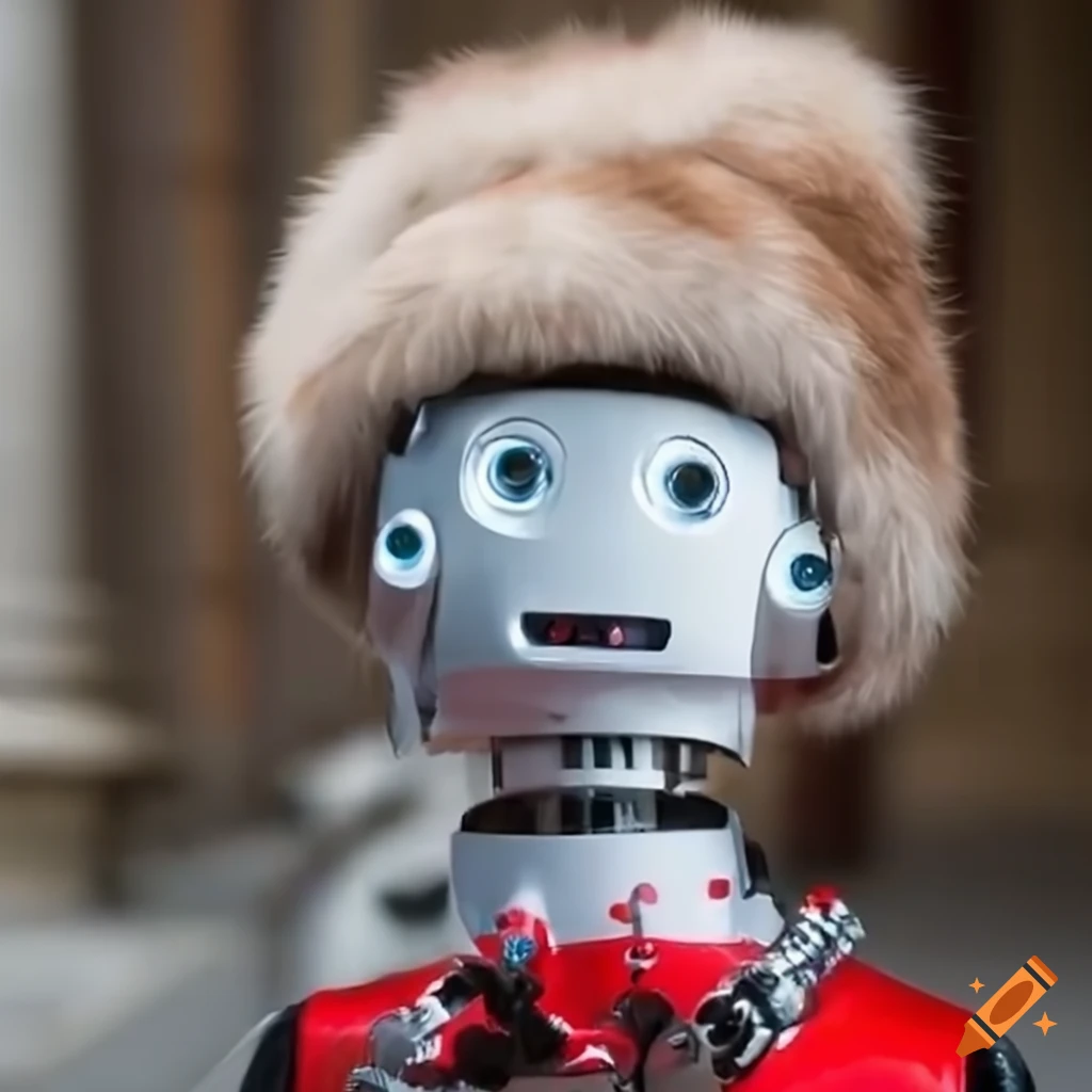 Robot wearing a furry Russian hat on Craiyon
