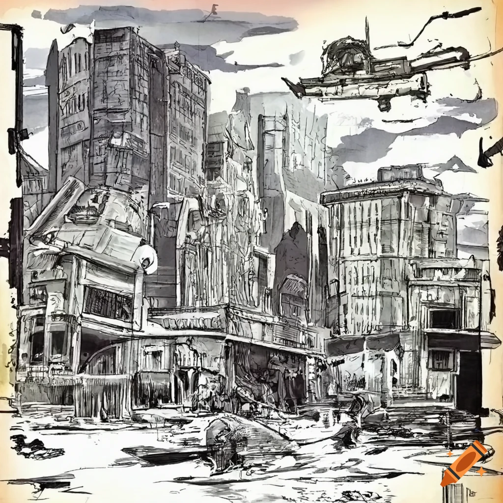 Post-apocalyptic art in the style of jack davis depicting toronto on ...