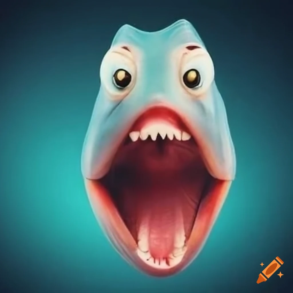 Smiling fish with big teeth, perfect for dentist and toothpaste ads on ...