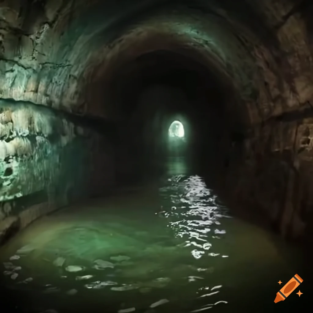 Medieval underground sewers with water on Craiyon