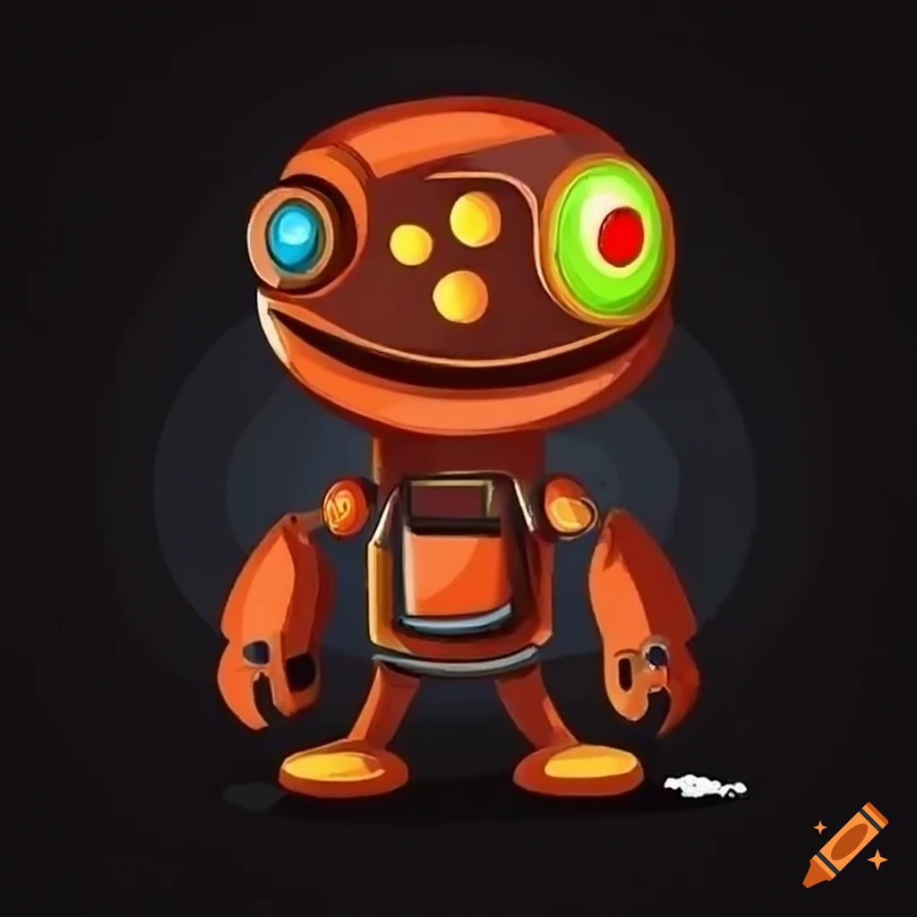 Little robot playing on mars in a robotic drawing on Craiyon