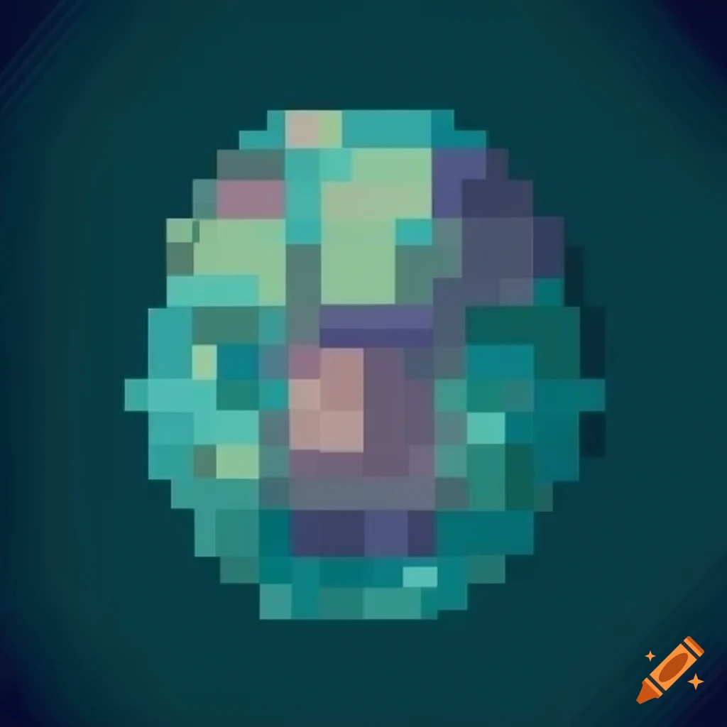 Pixel art of a gemstone on solid background on Craiyon