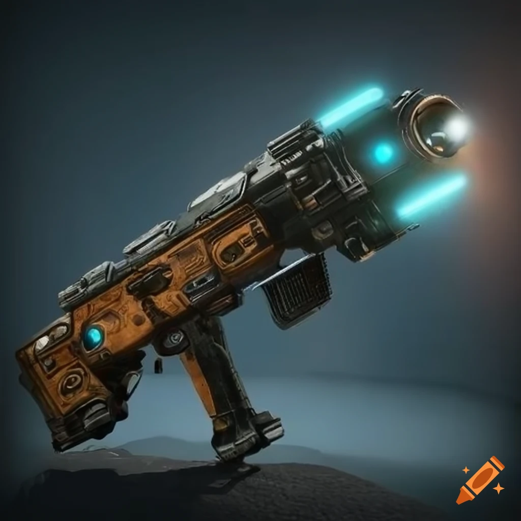 Radiation orb launcher inspired by titanfall 2 in full side view on Craiyon