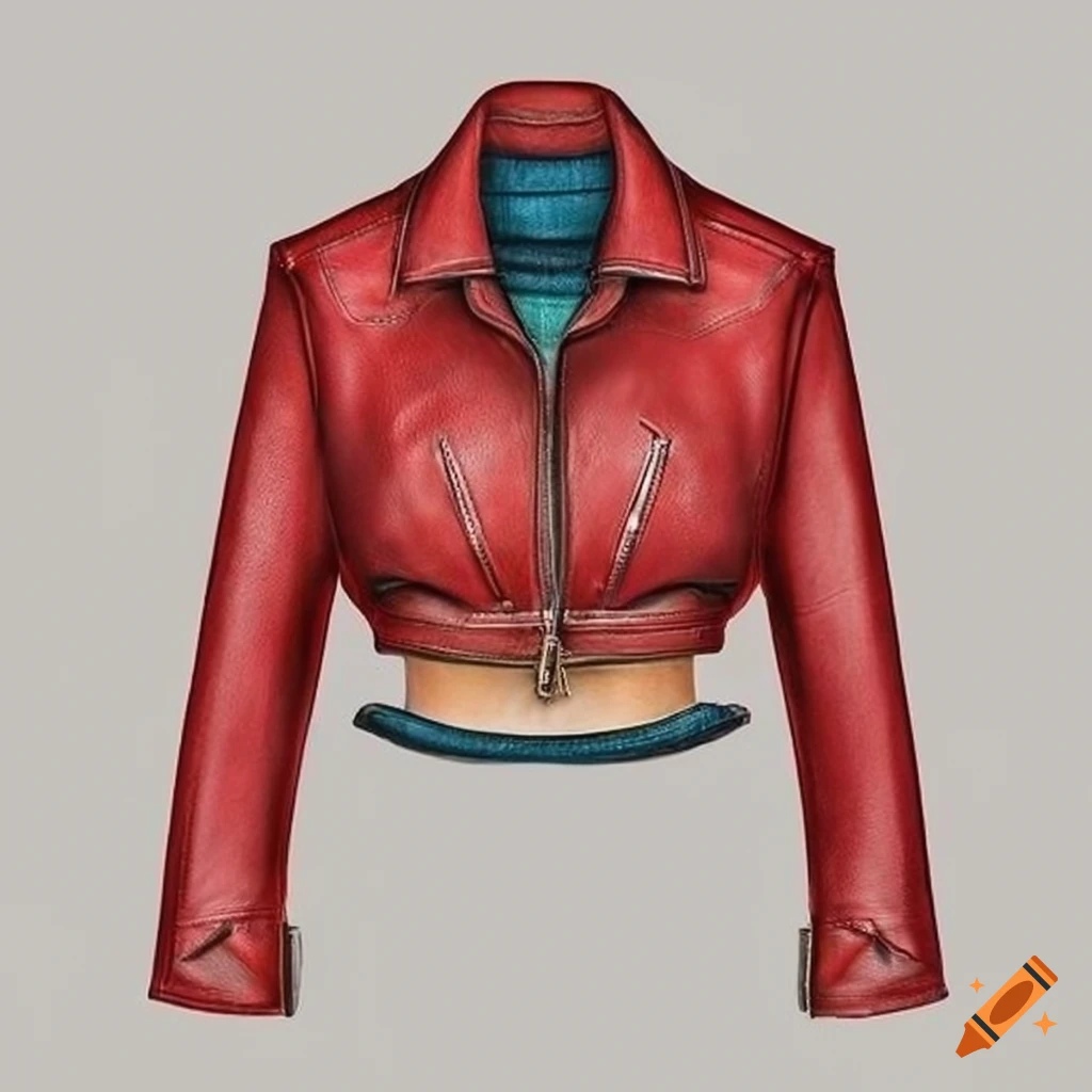 Red leather cropped jacket on Craiyon