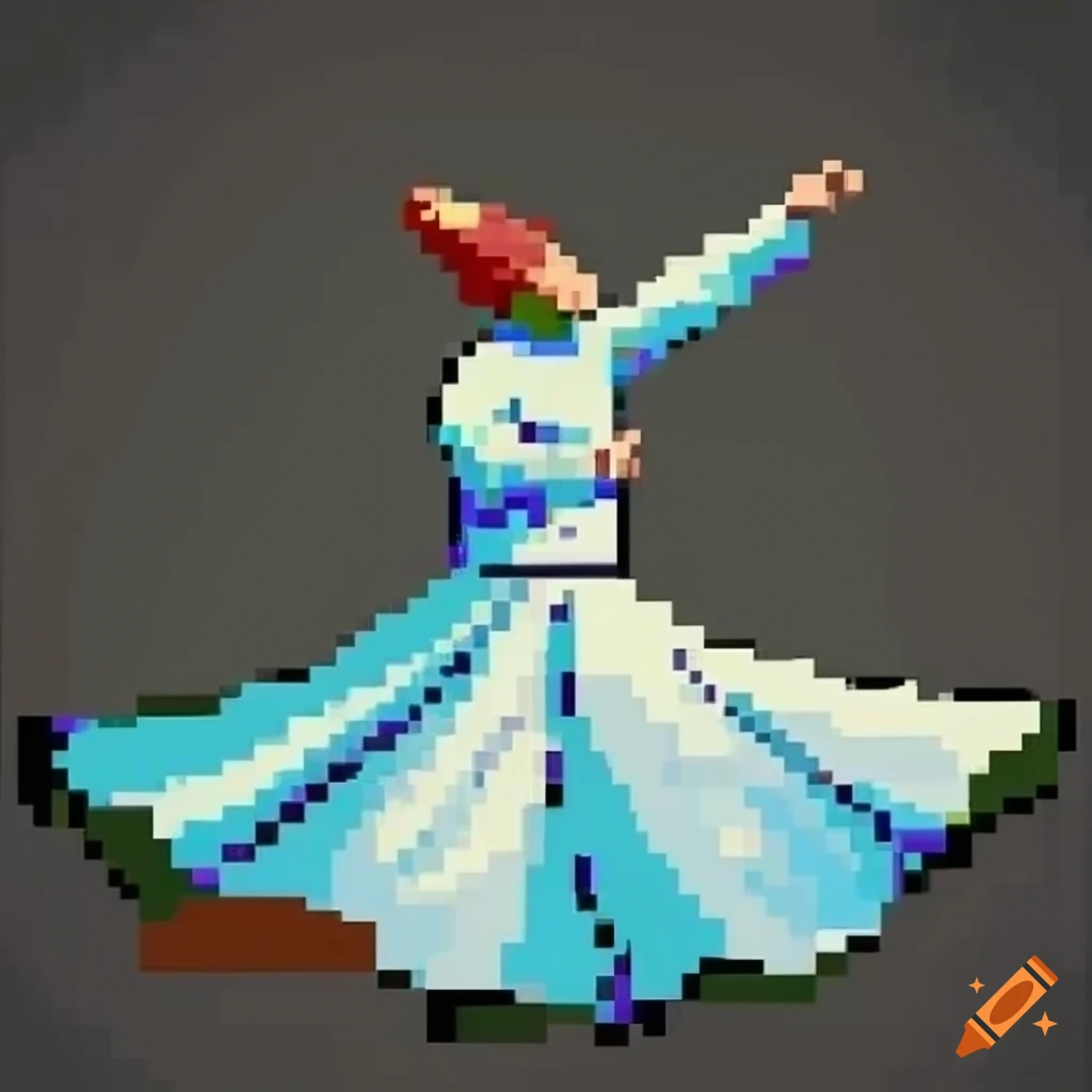 Sufi dancing pixel art on Craiyon