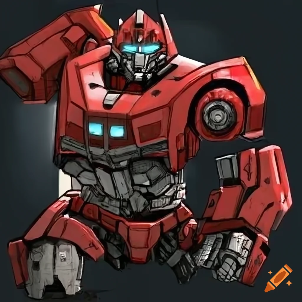 Concept art of red g1-inspired ironhide from transformers: war for cybertron on Craiyon