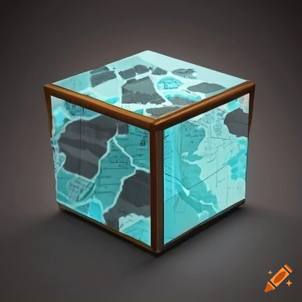 Interactive north american map inside a savvy cube box on Craiyon