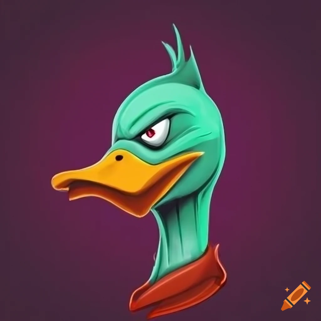 Stylized logo of an angry humanoid duck for a professional gaming team ...