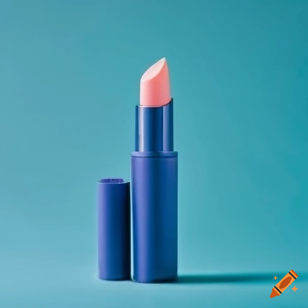 Minimalistic lip balm on light blue background on Craiyon