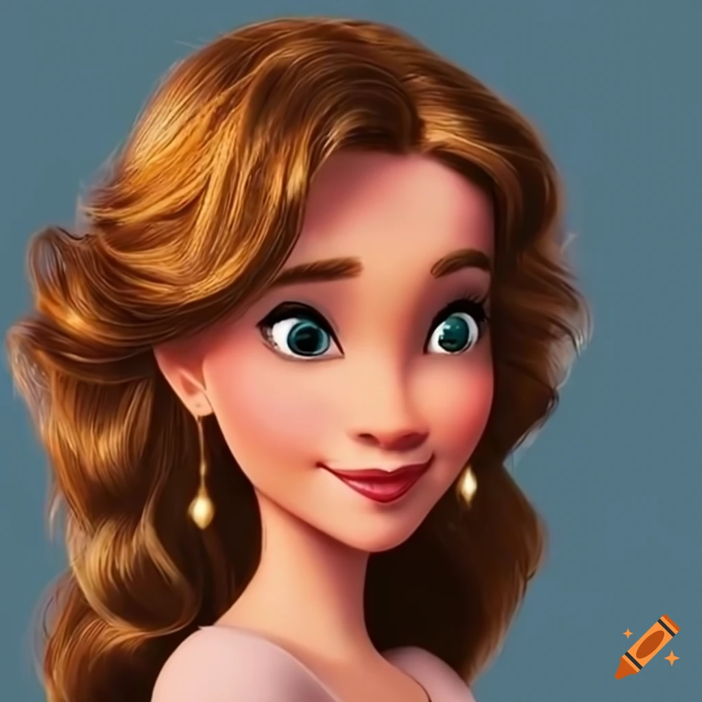 Golden brown hair for a princess in a disney movie on Craiyon