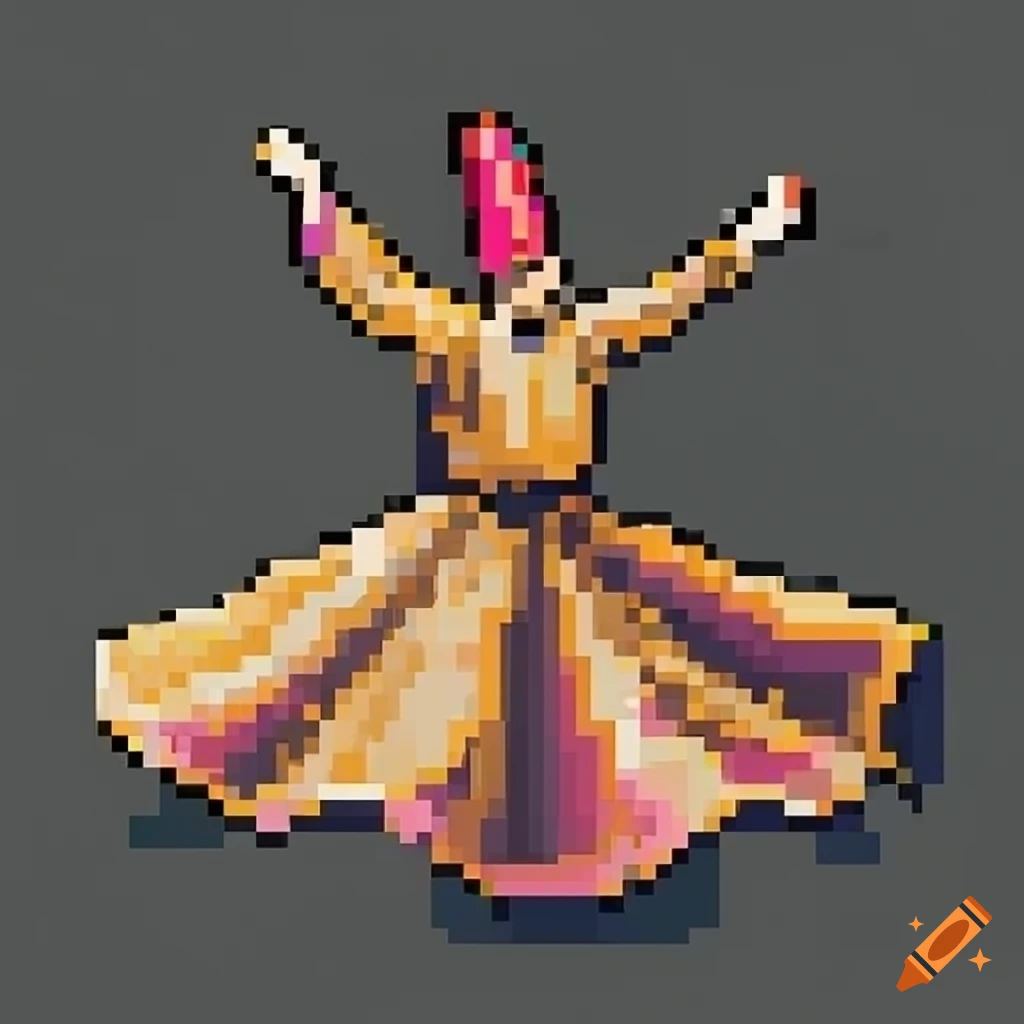 Sufi dancing pixel art on Craiyon