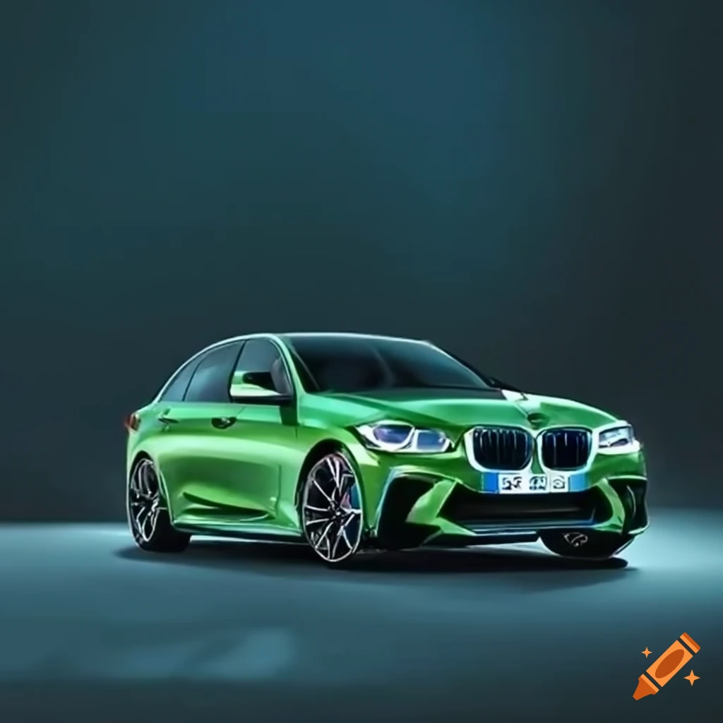 Bmw green matte showing the front and side view on Craiyon