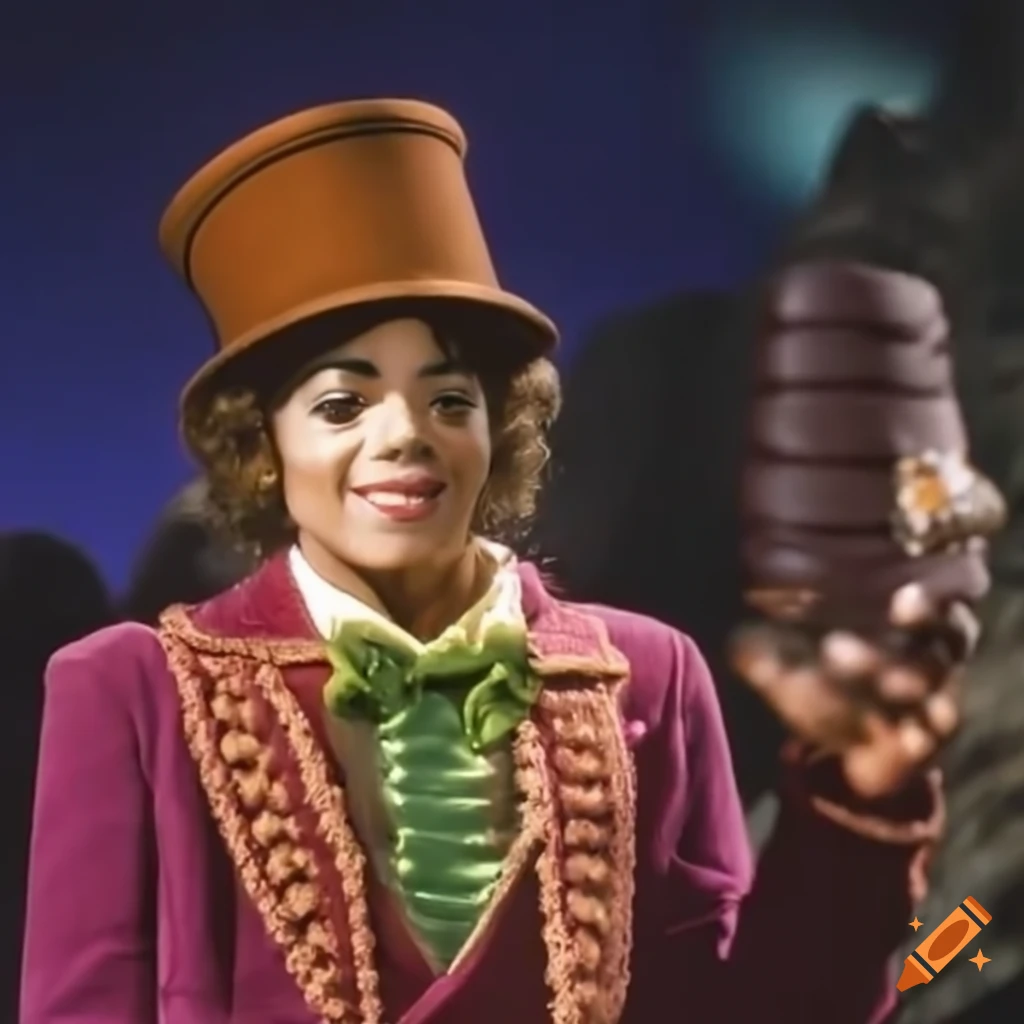 Willy wonka and the chocolate factory with michael jackson on Craiyon