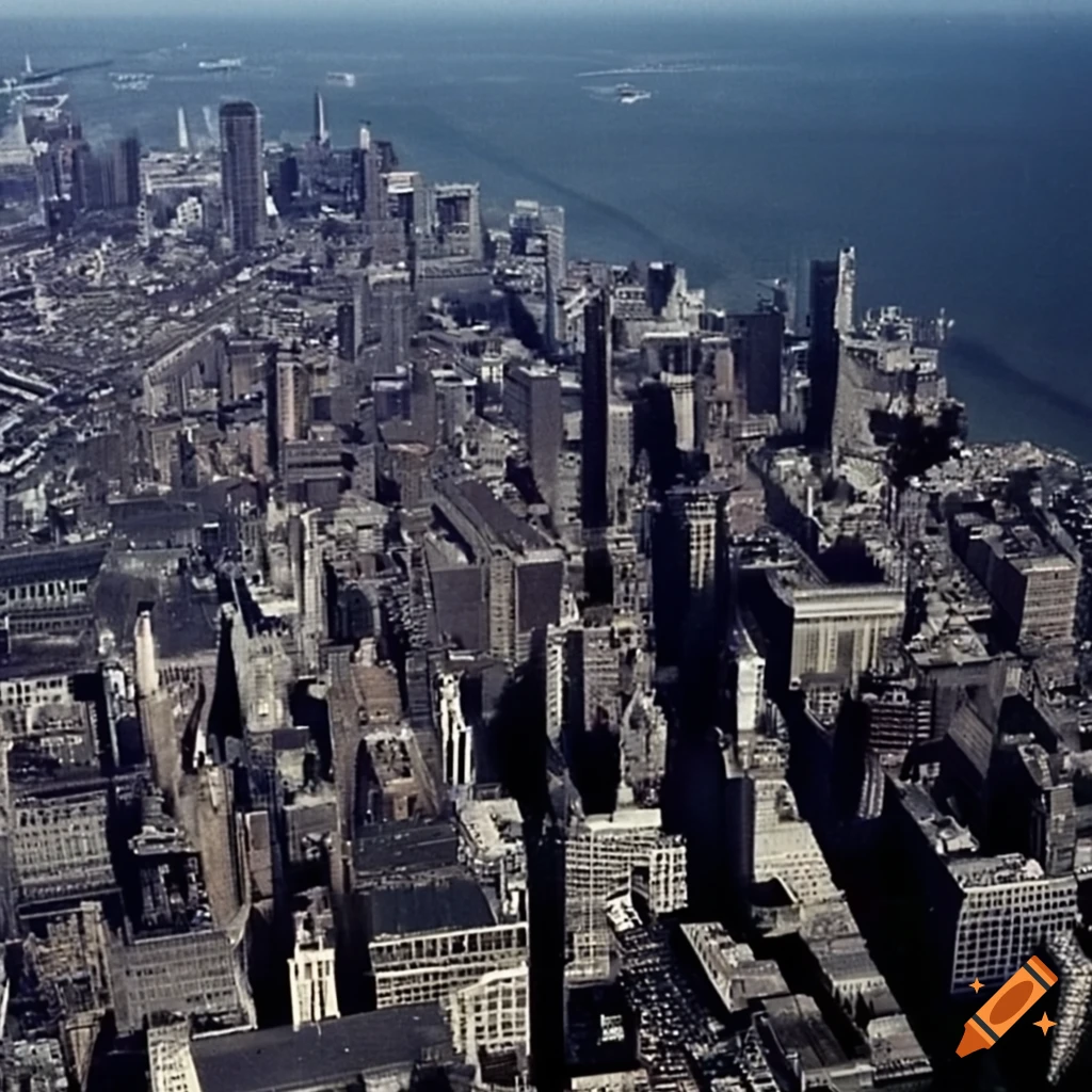 Aerial view of chicago in 1981 on Craiyon