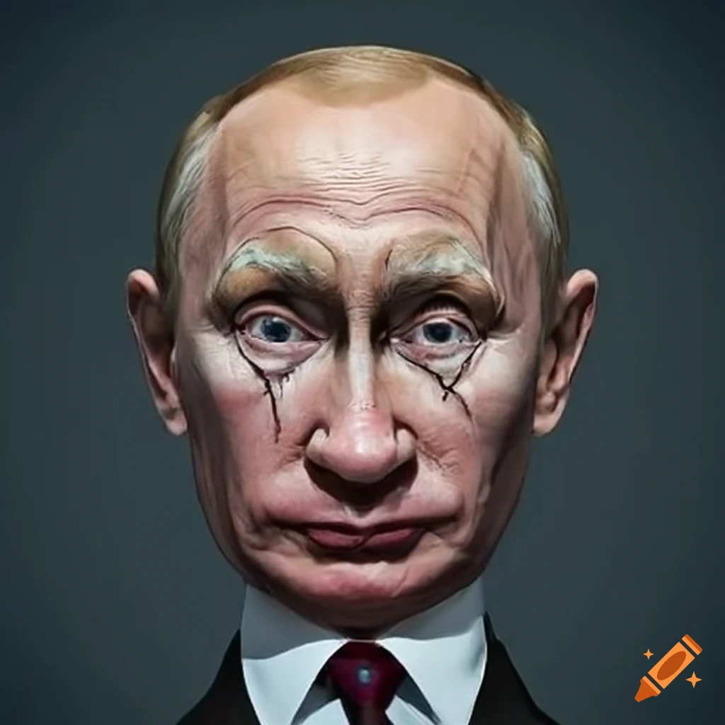 Satirical depiction of a clown resembling putin on Craiyon