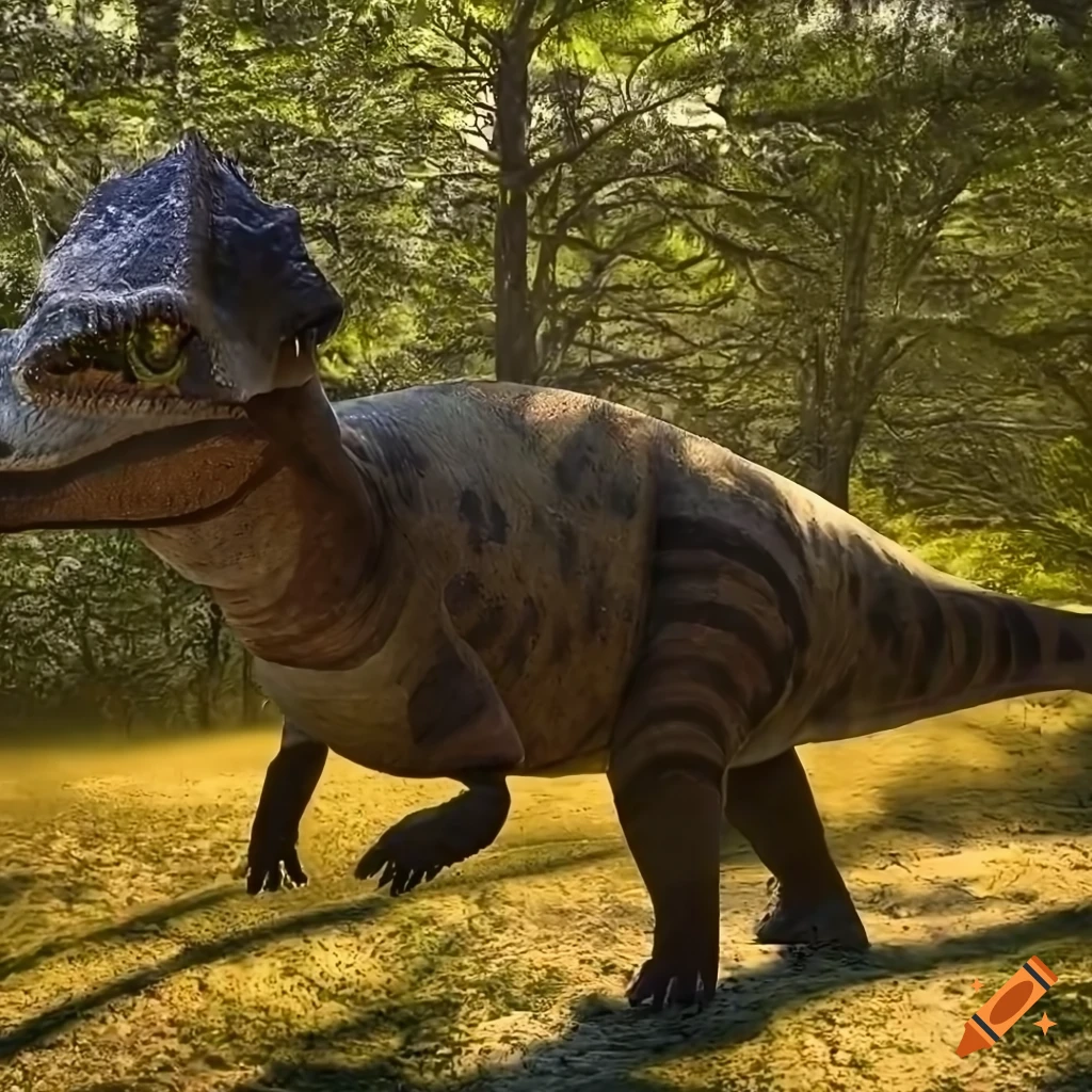 Colorful pachycephalosaurus in a natural forest environment on Craiyon