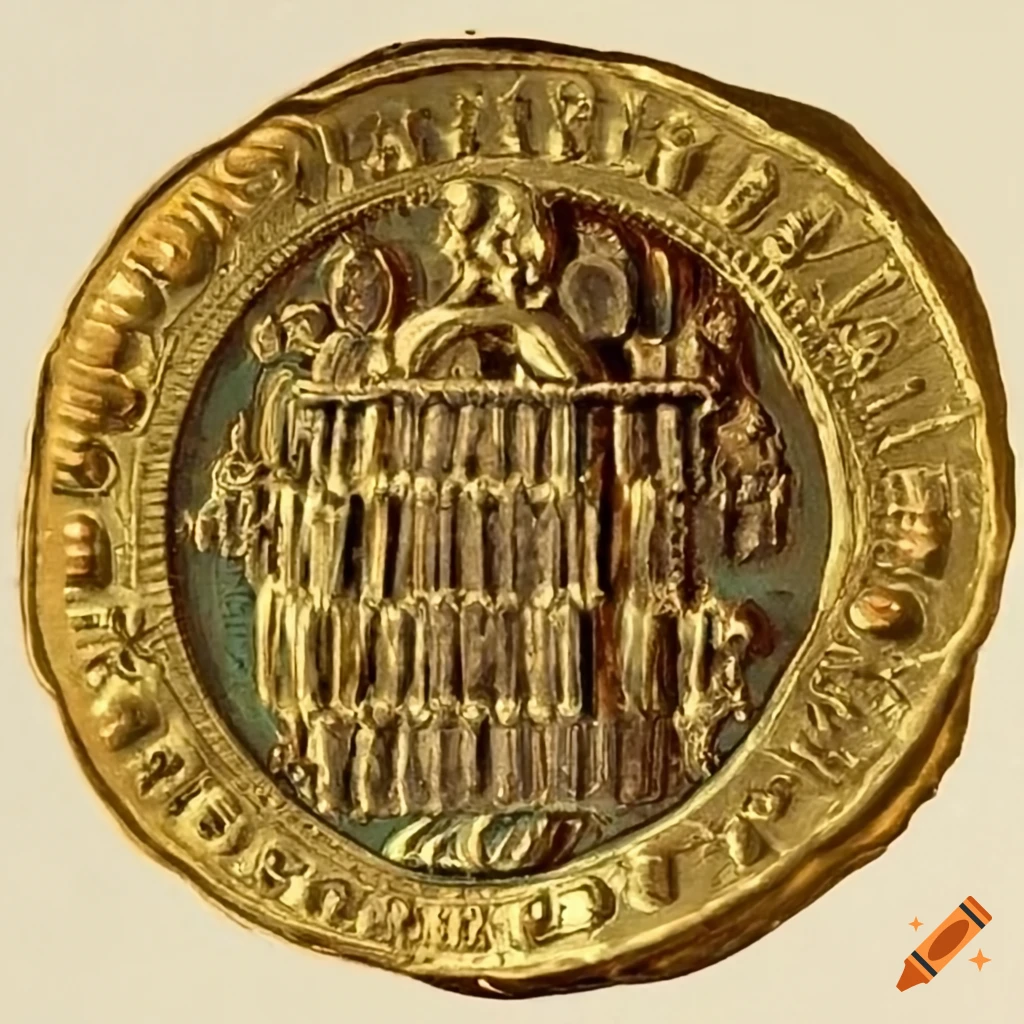 Ancient holy card with golden cascade of coins on Craiyon