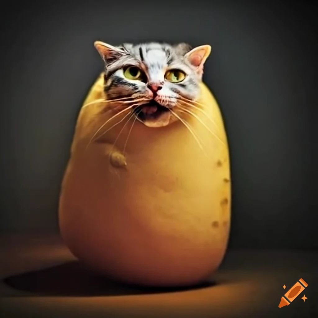 Cat wearing a potato costume on Craiyon