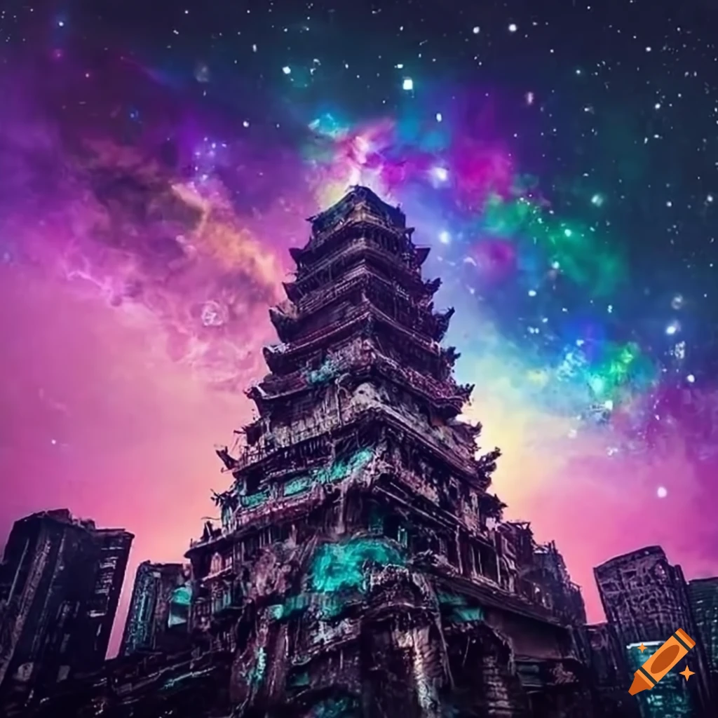 Post-apocalyptic Taipei city ruins being covered in cosmic space slime ...
