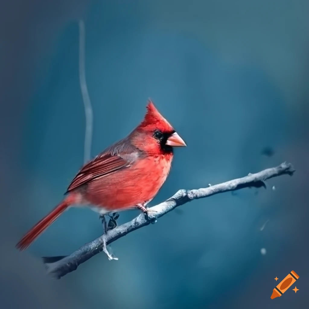Fat cardinal bird on a prussian blue background on Craiyon