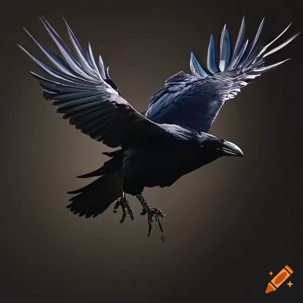 Flying raven on Craiyon
