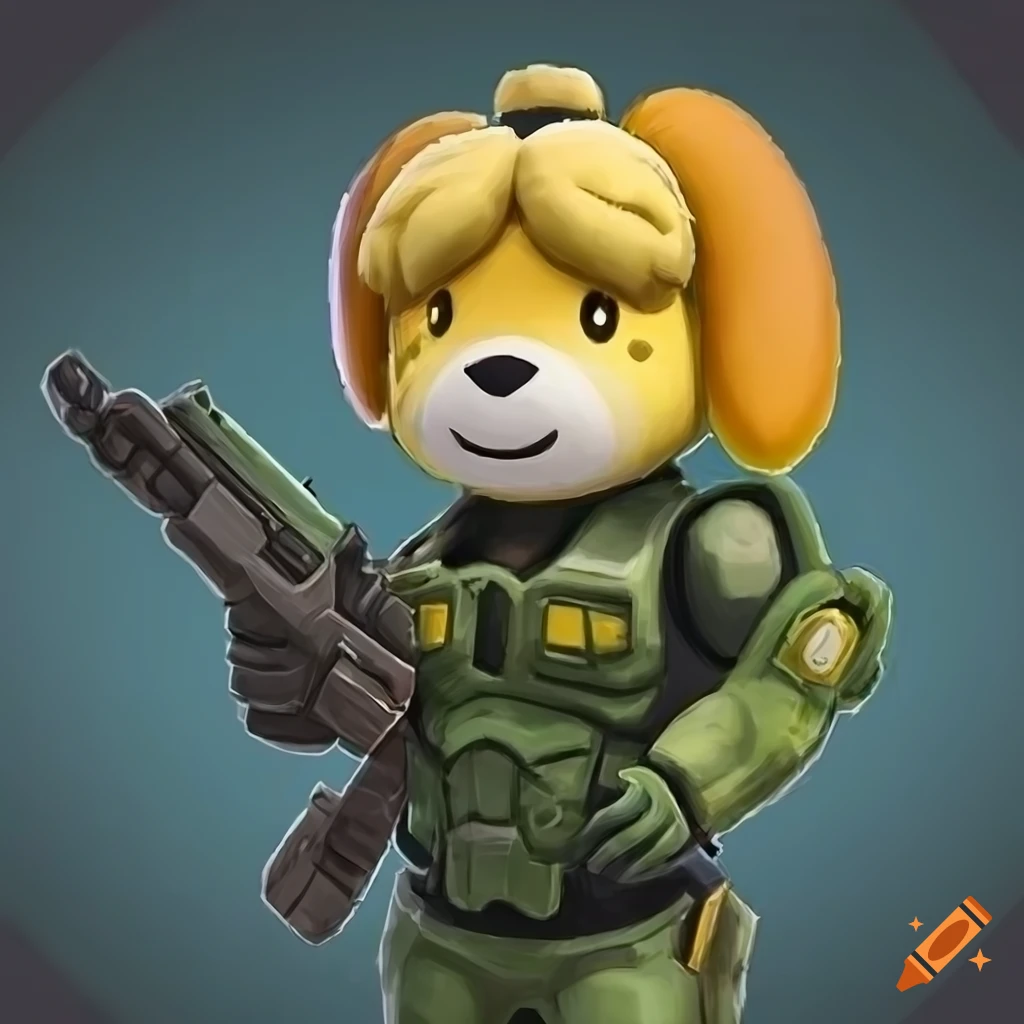 Master chief and isabelle from animal crossing on Craiyon