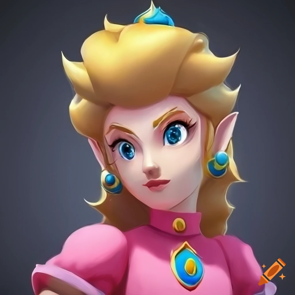 Headshot of Link in princess Peach's attire with blonde hair and makeup ...