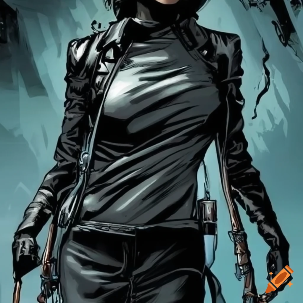 Comic book character wearing a black jacket on Craiyon