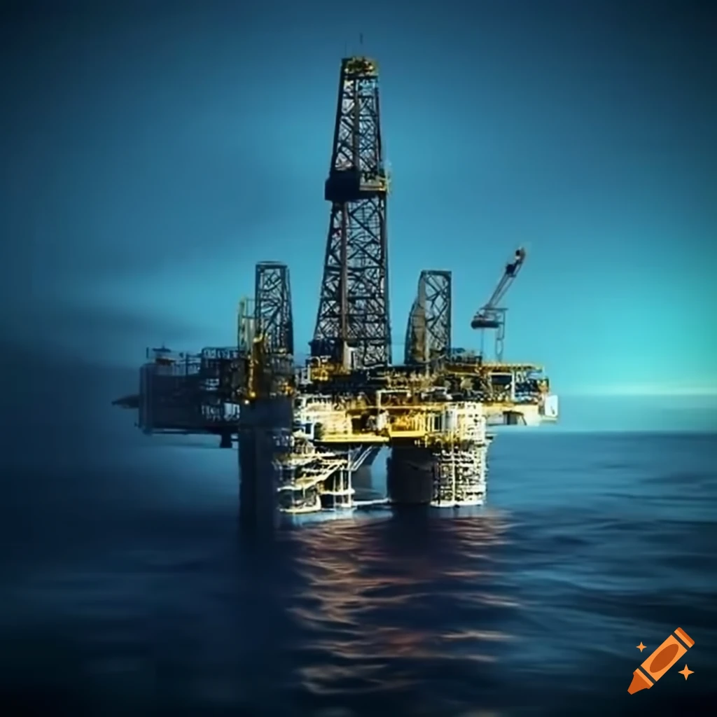 Ai-monitored oil rig on Craiyon